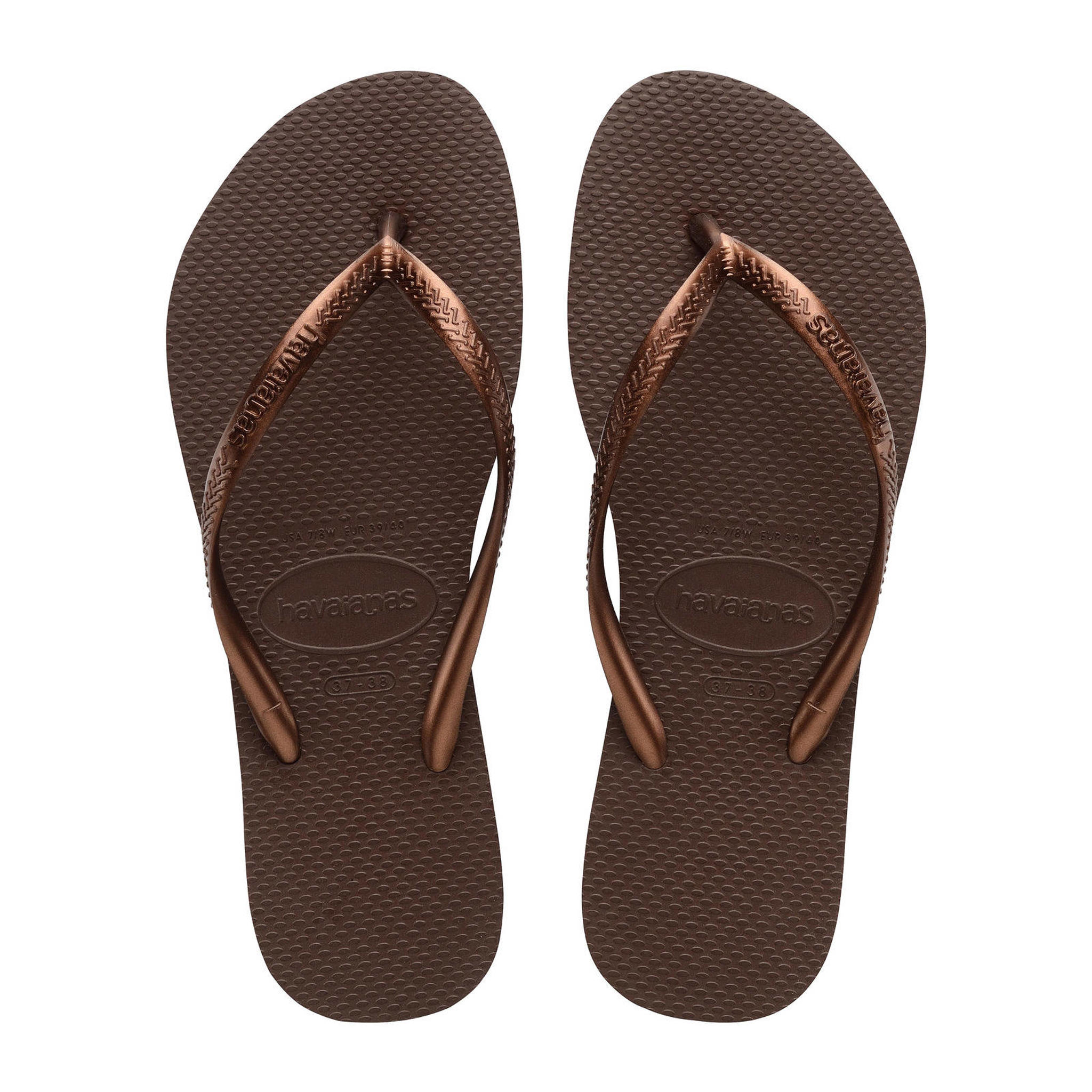 Havaianas Slim teenslippers bruin/metallic | wehkamp