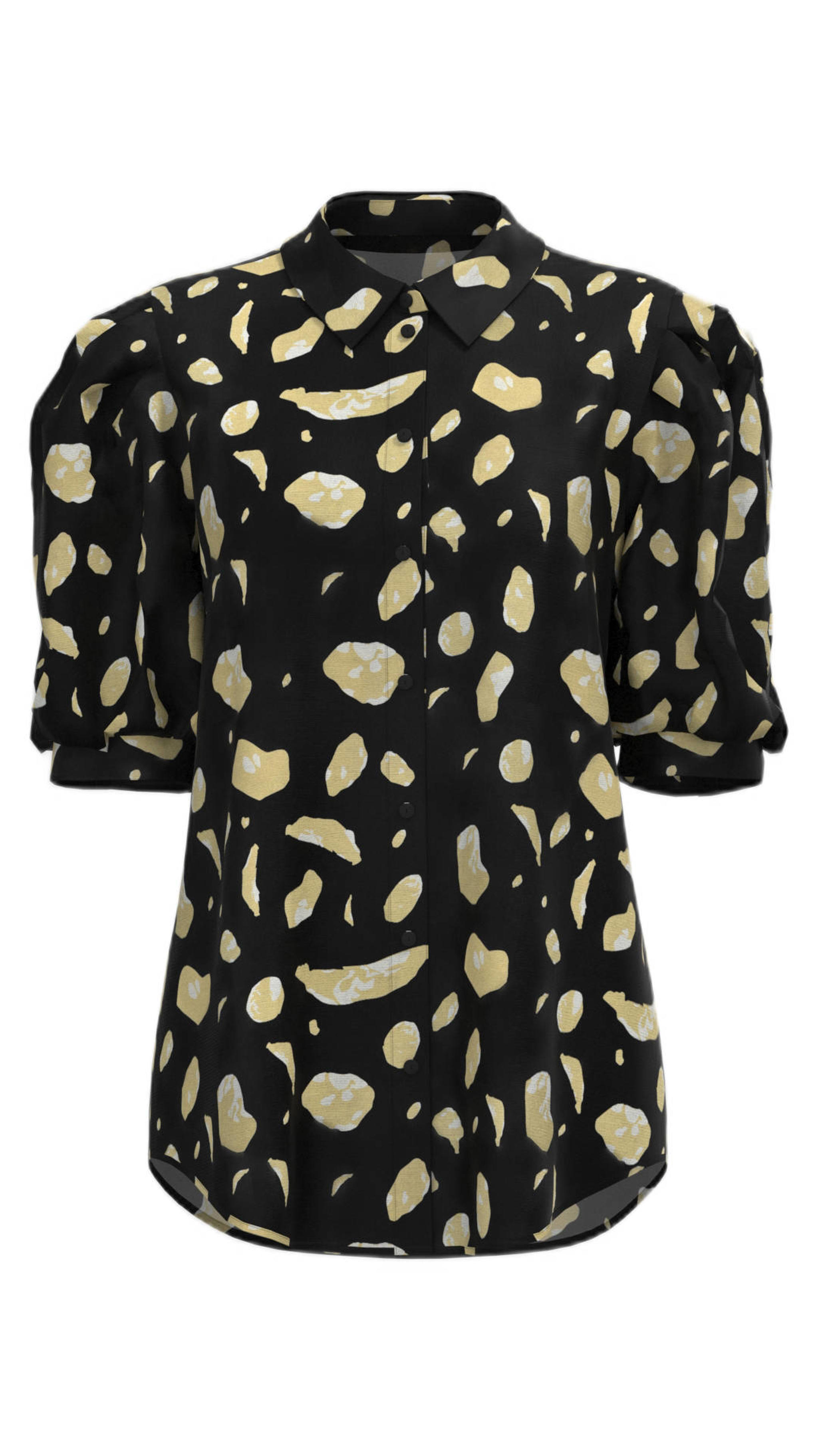 OBJECT blouse OBJMESA met all over print zwart/geel | wehkamp