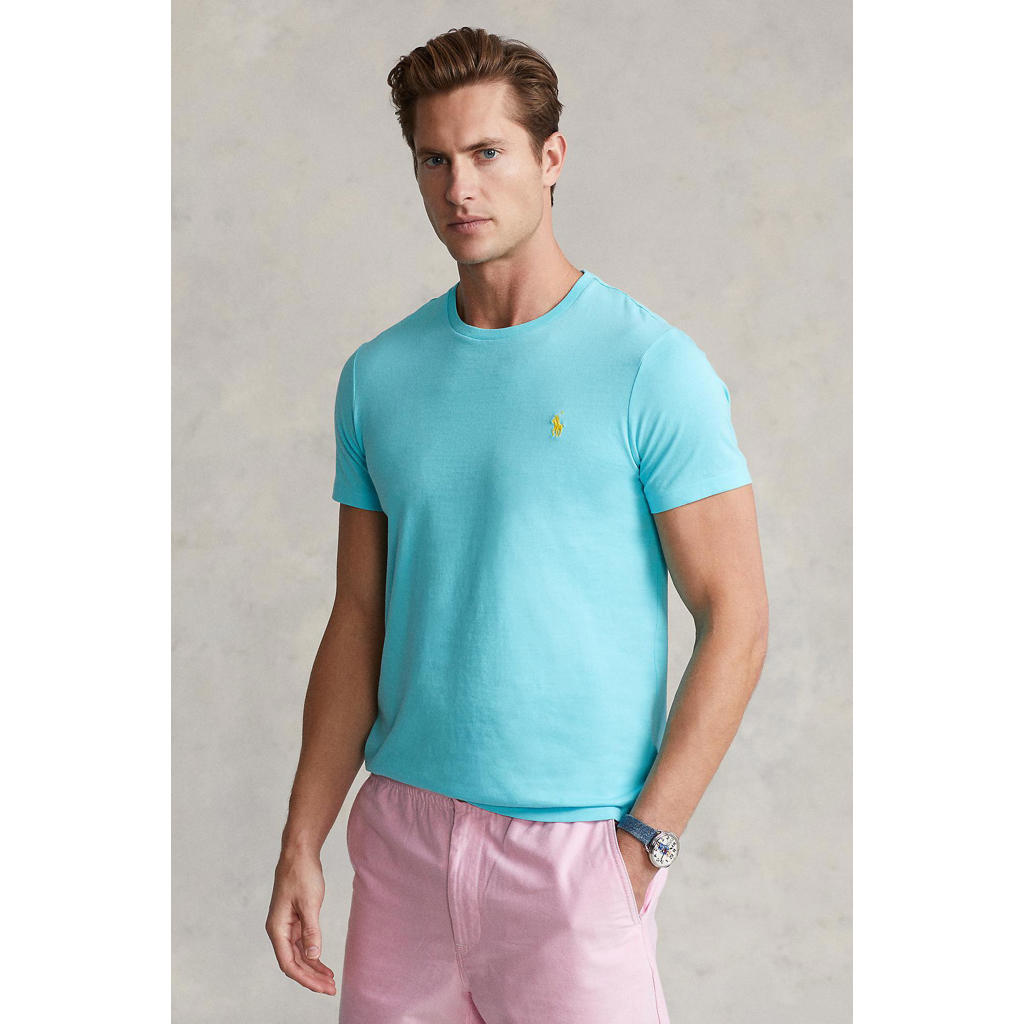 POLO Ralph Lauren slim fit T-shirt met logo licht turquoise | wehkamp