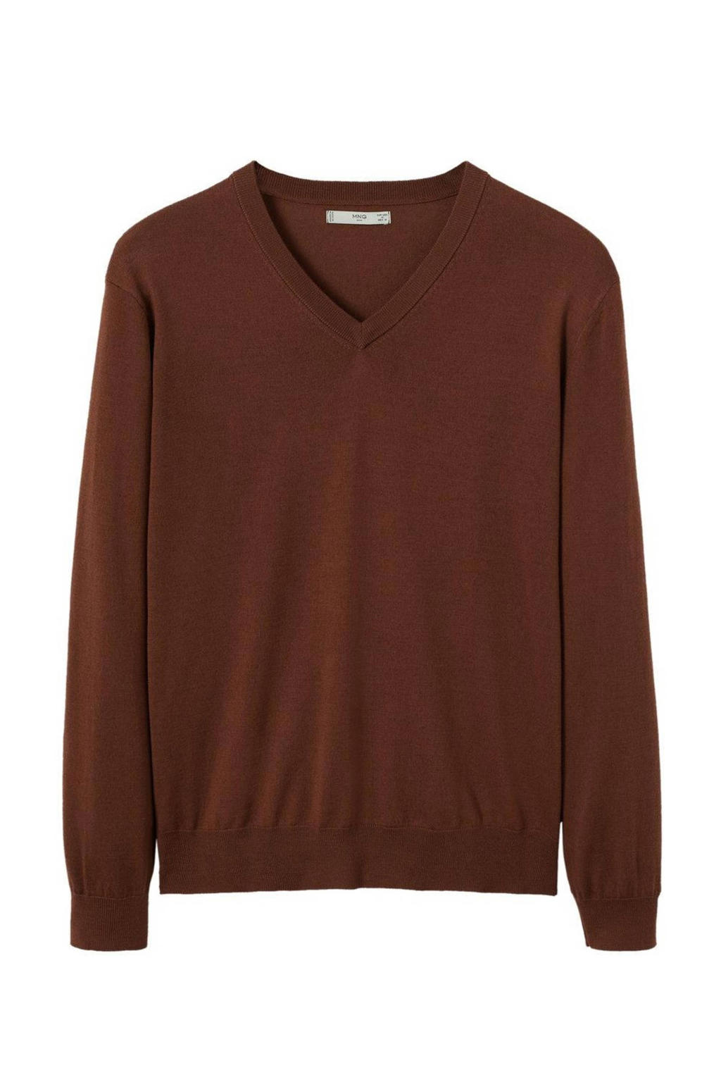 Mango Man fijngebreide pullover van merinowol roest - koper | wehkamp
