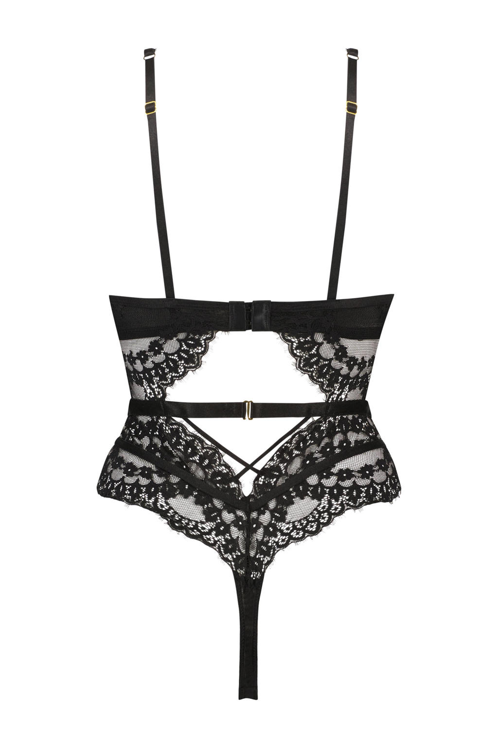 Hunkemöller stringbody met beugel Sanne zwart | wehkamp