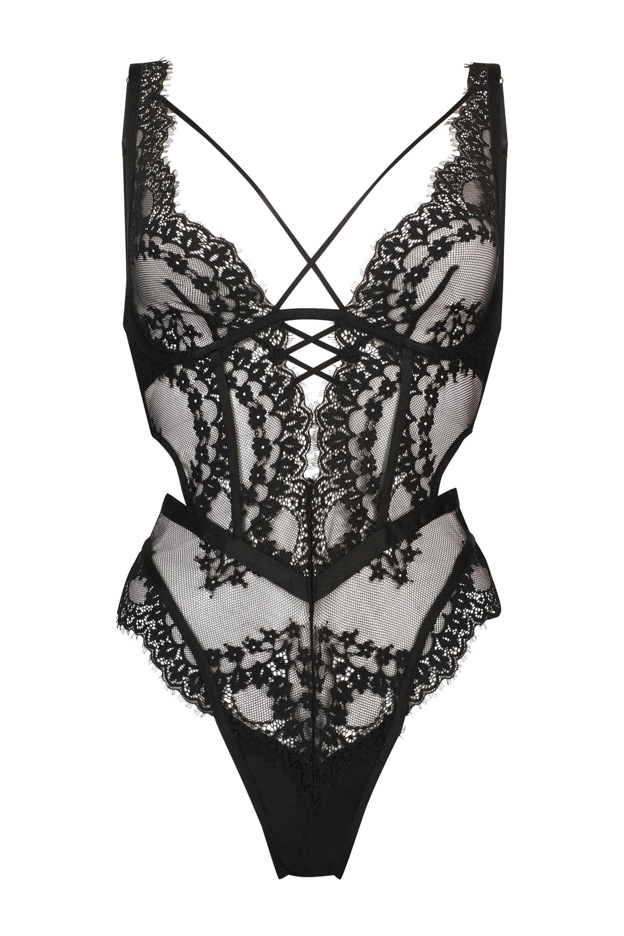 Hunkemöller stringbody met beugel Sanne zwart | wehkamp