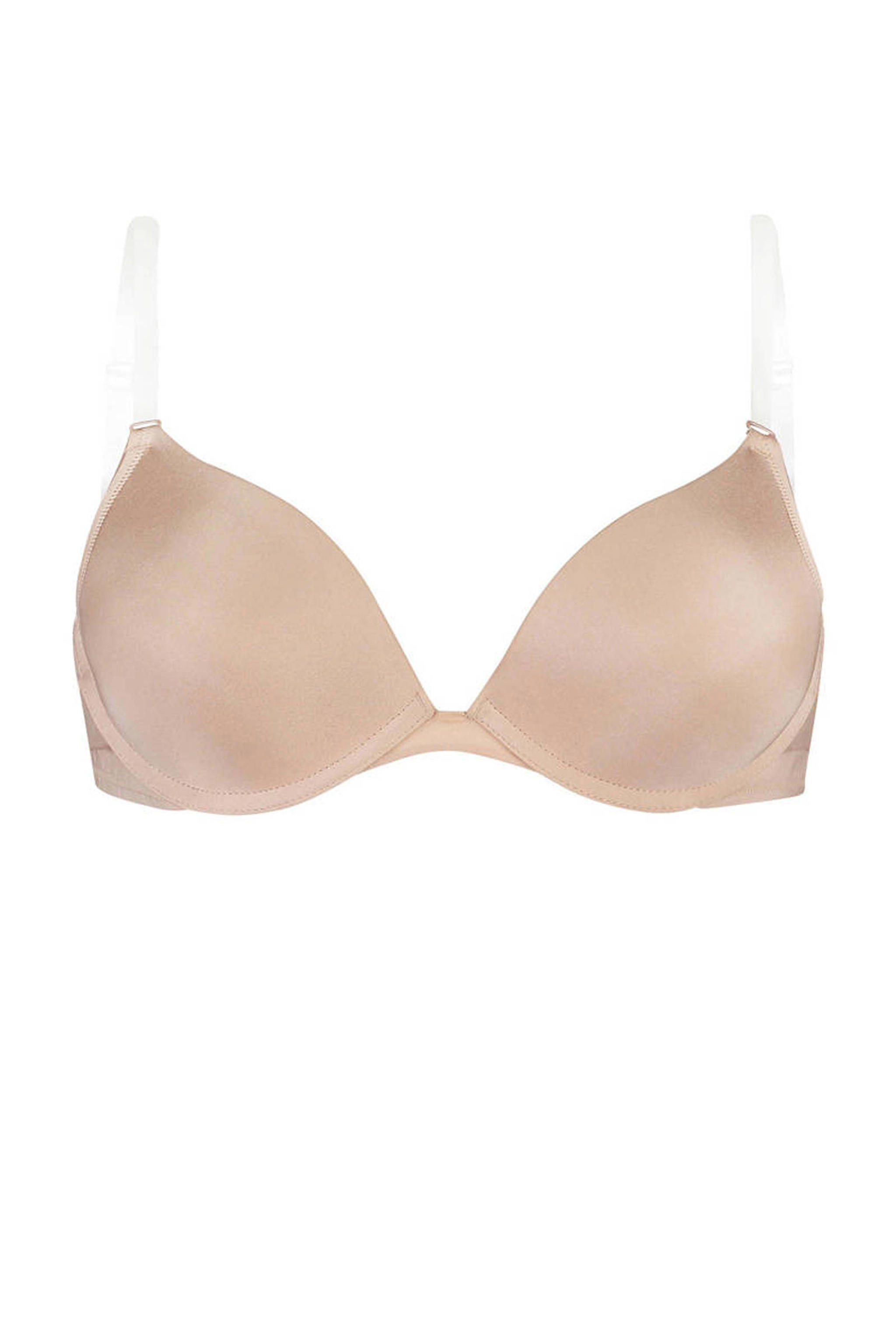 Hunkemöller voorgevormde push-up bh met transparante rugband beige ...