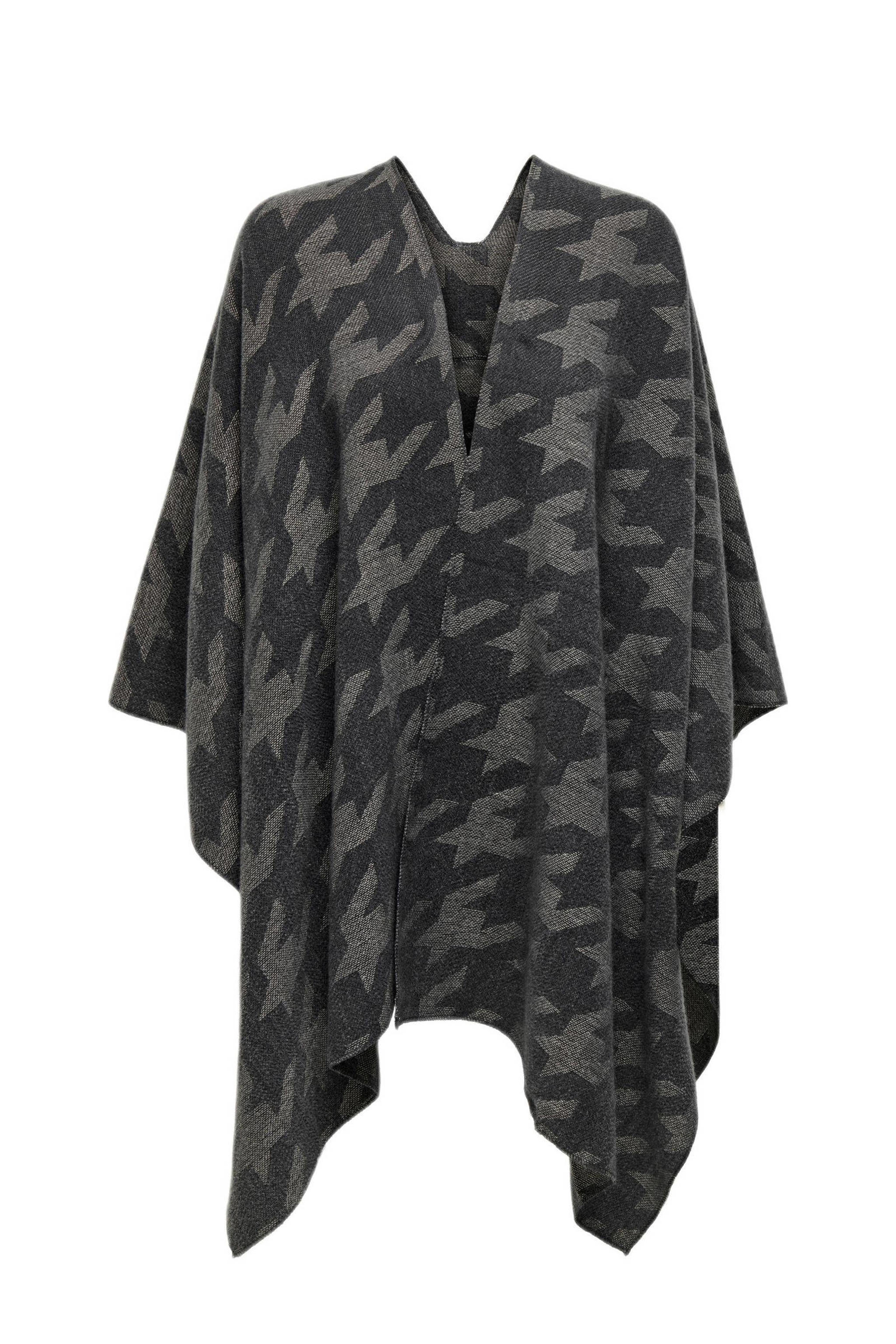 ONLY poncho ONLVIVIAN met pied-de-poule antraciet | wehkamp