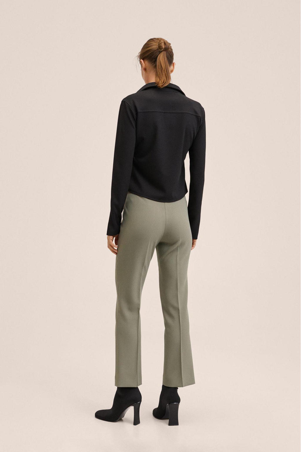 Mango cropped flared broek groen | wehkamp