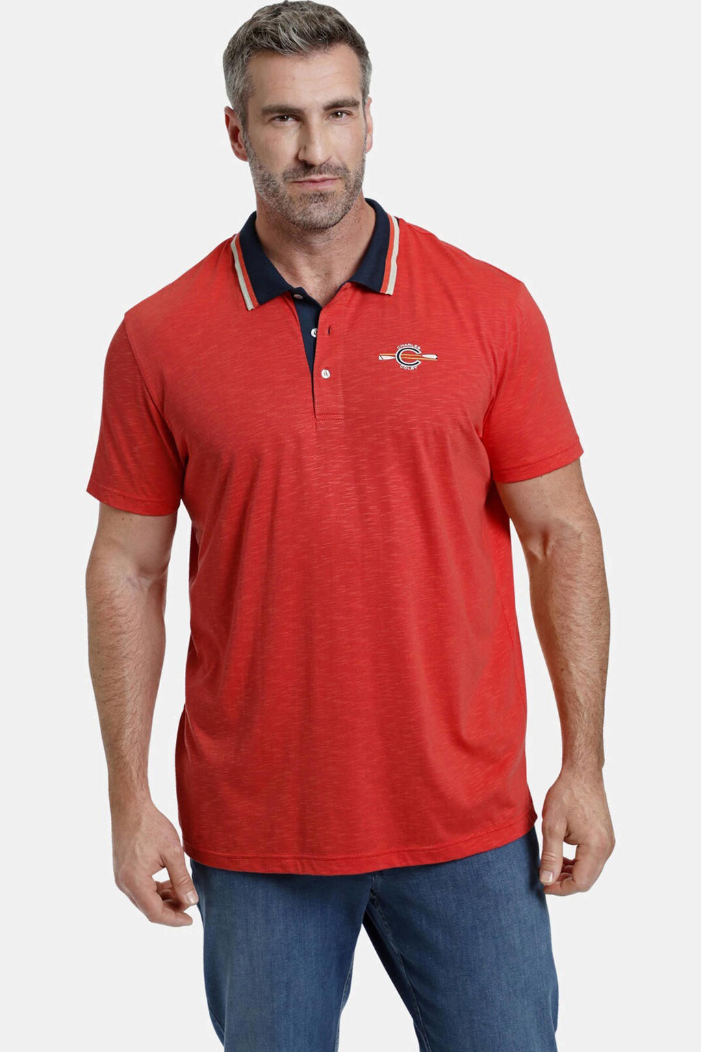 Charles Colby polo EARL NIAL Plus Size met logo rood | wehkamp