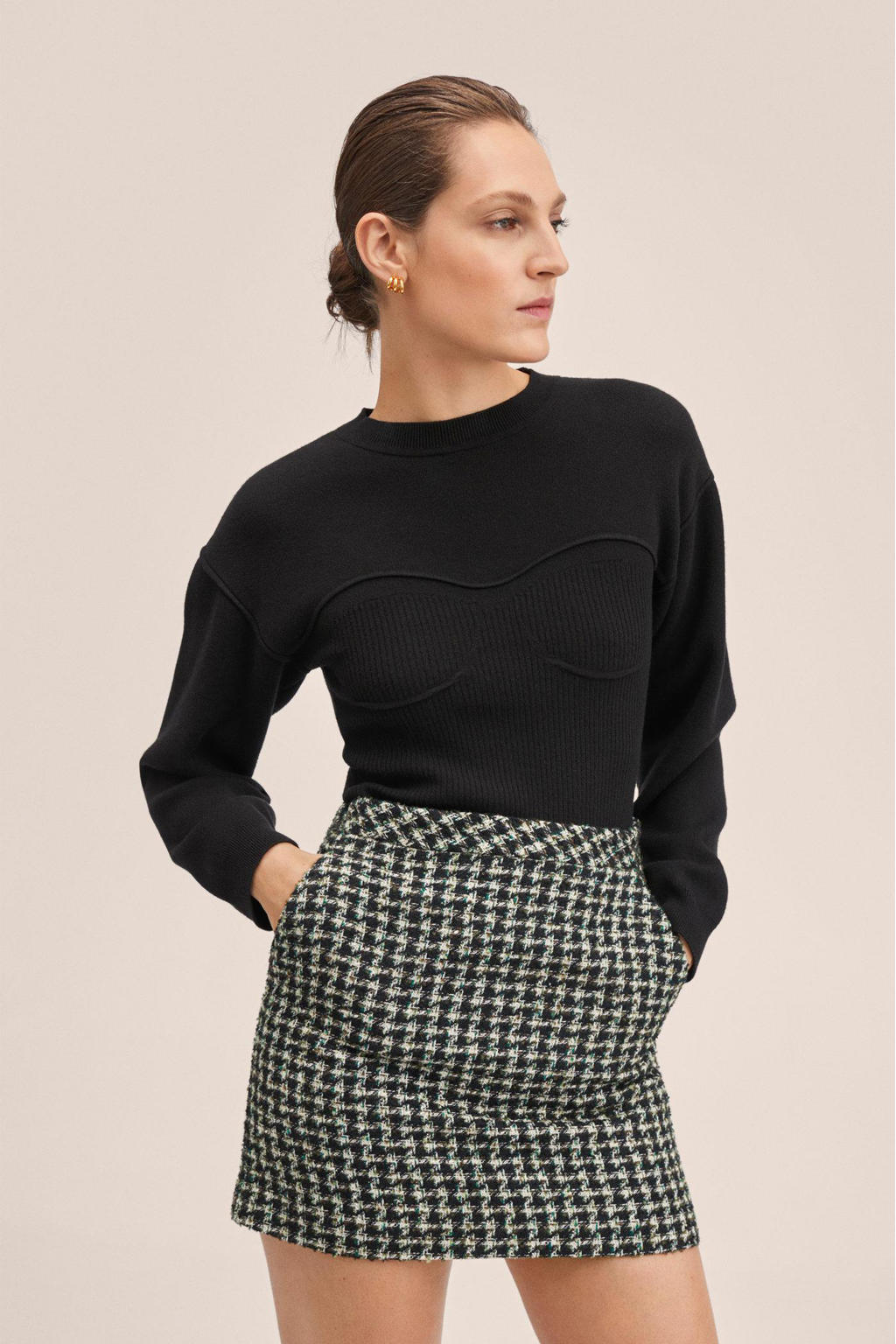 Mango geruite mini rok groen/zwart/beige | wehkamp