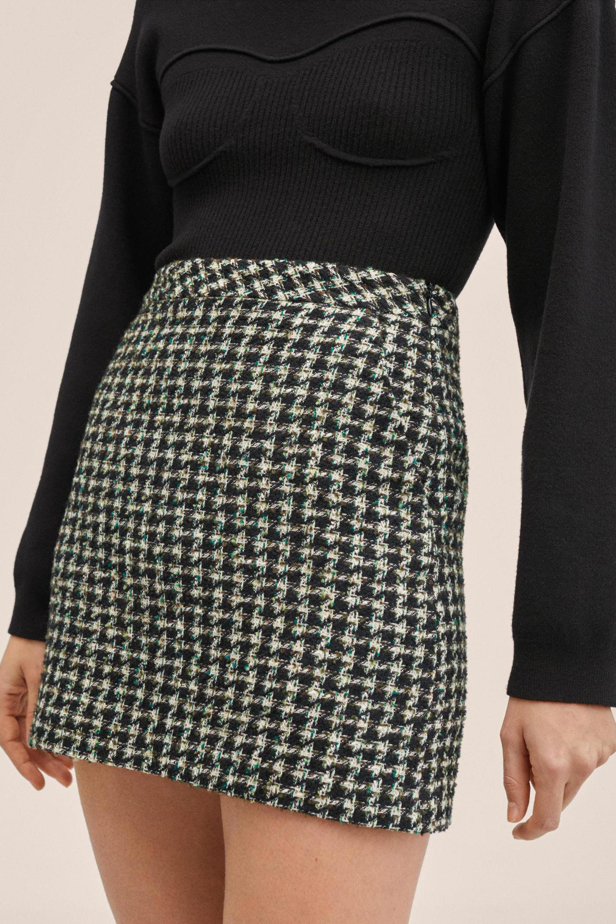 Mango geruite mini rok groen/zwart/beige | wehkamp