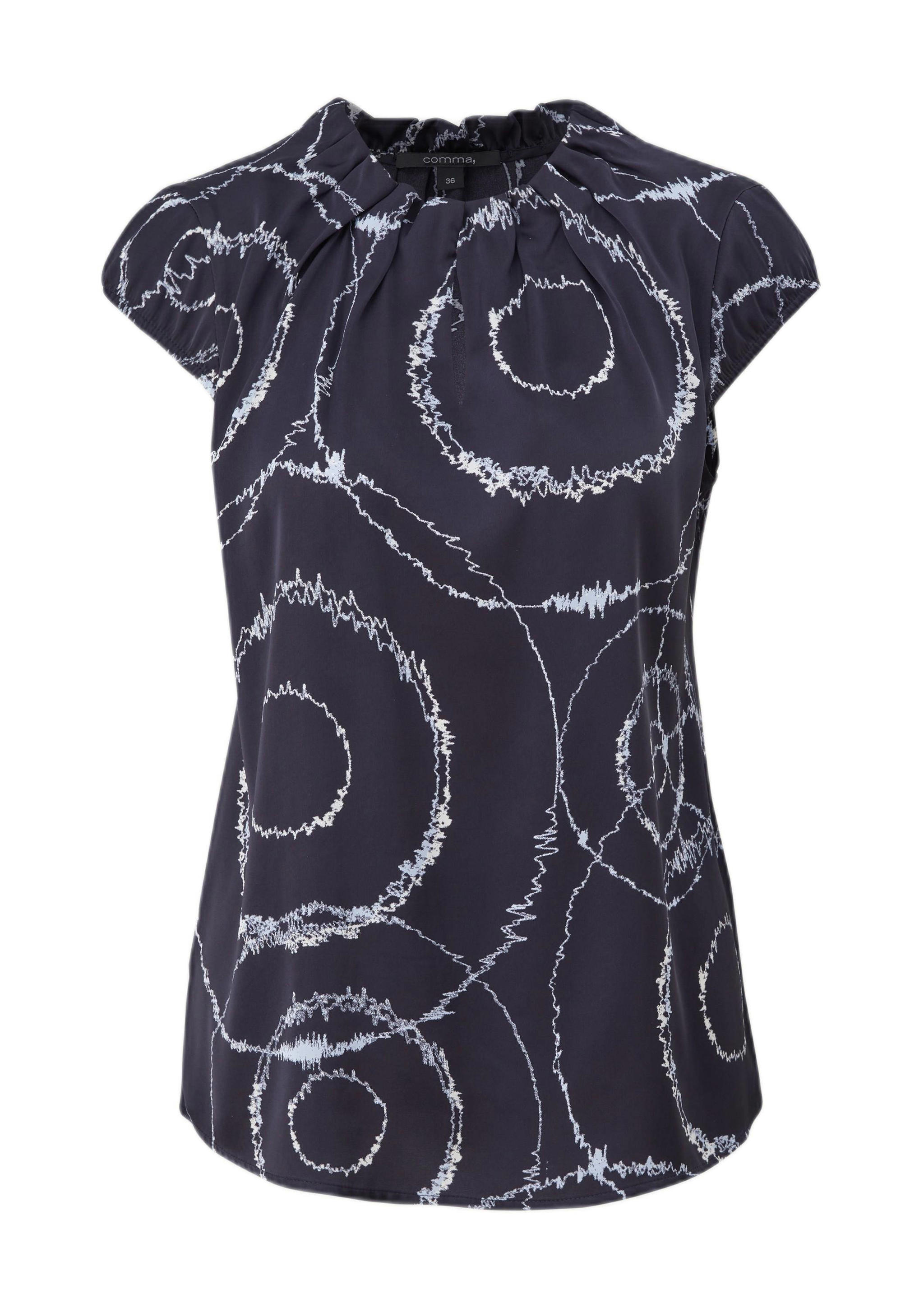 comma top met all over print en plooien marine | wehkamp