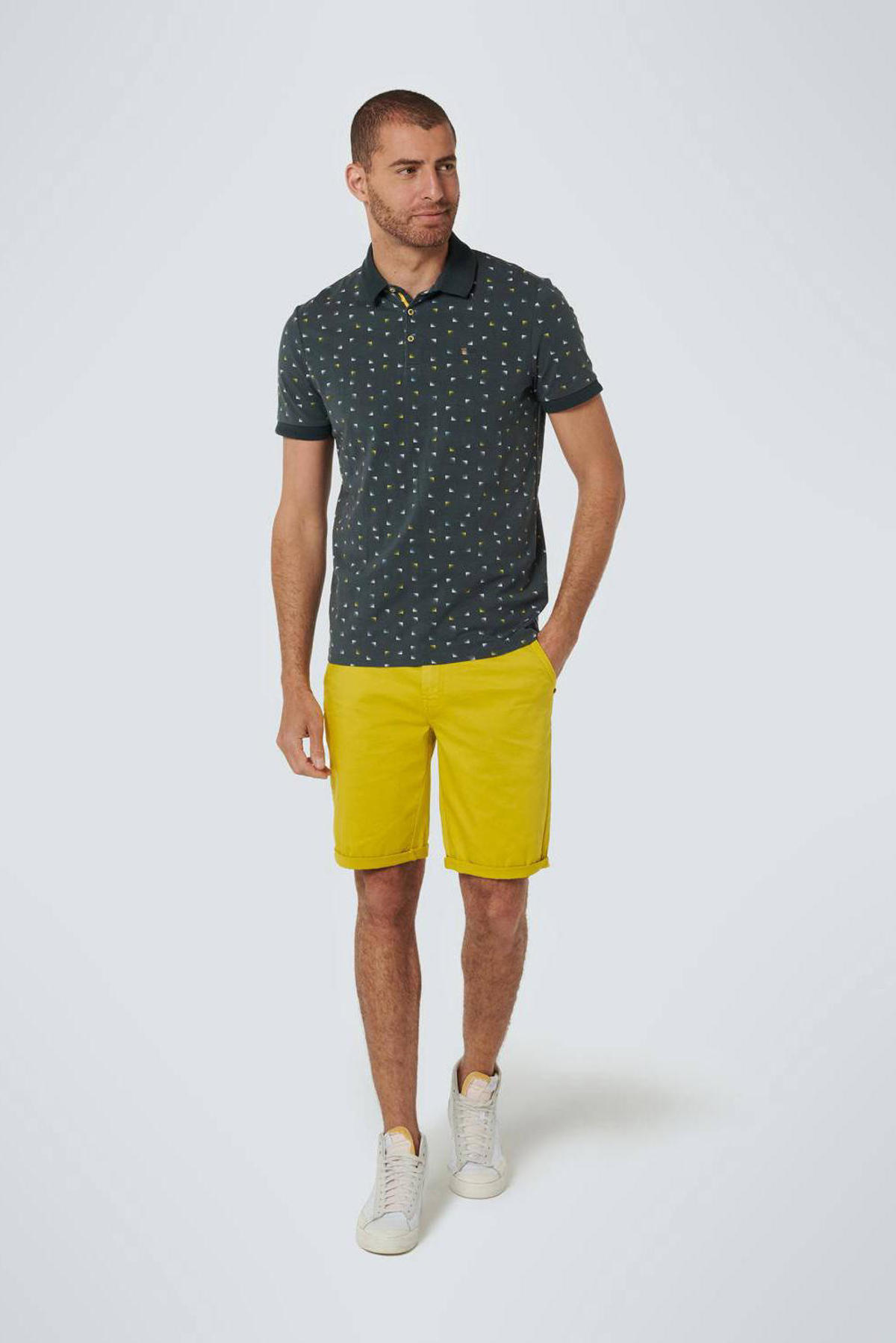 No Excess regular fit polo met all over print dark steel | wehkamp