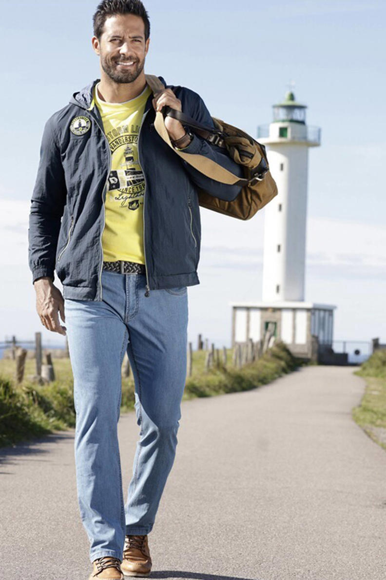 Jan Vanderstorm zomerjas ROLAF Plus Size met patches donkerblauw | wehkamp