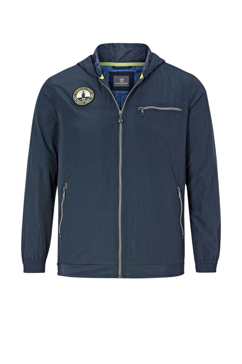 Jan Vanderstorm zomerjas ROLAF Plus Size met patches donkerblauw | wehkamp