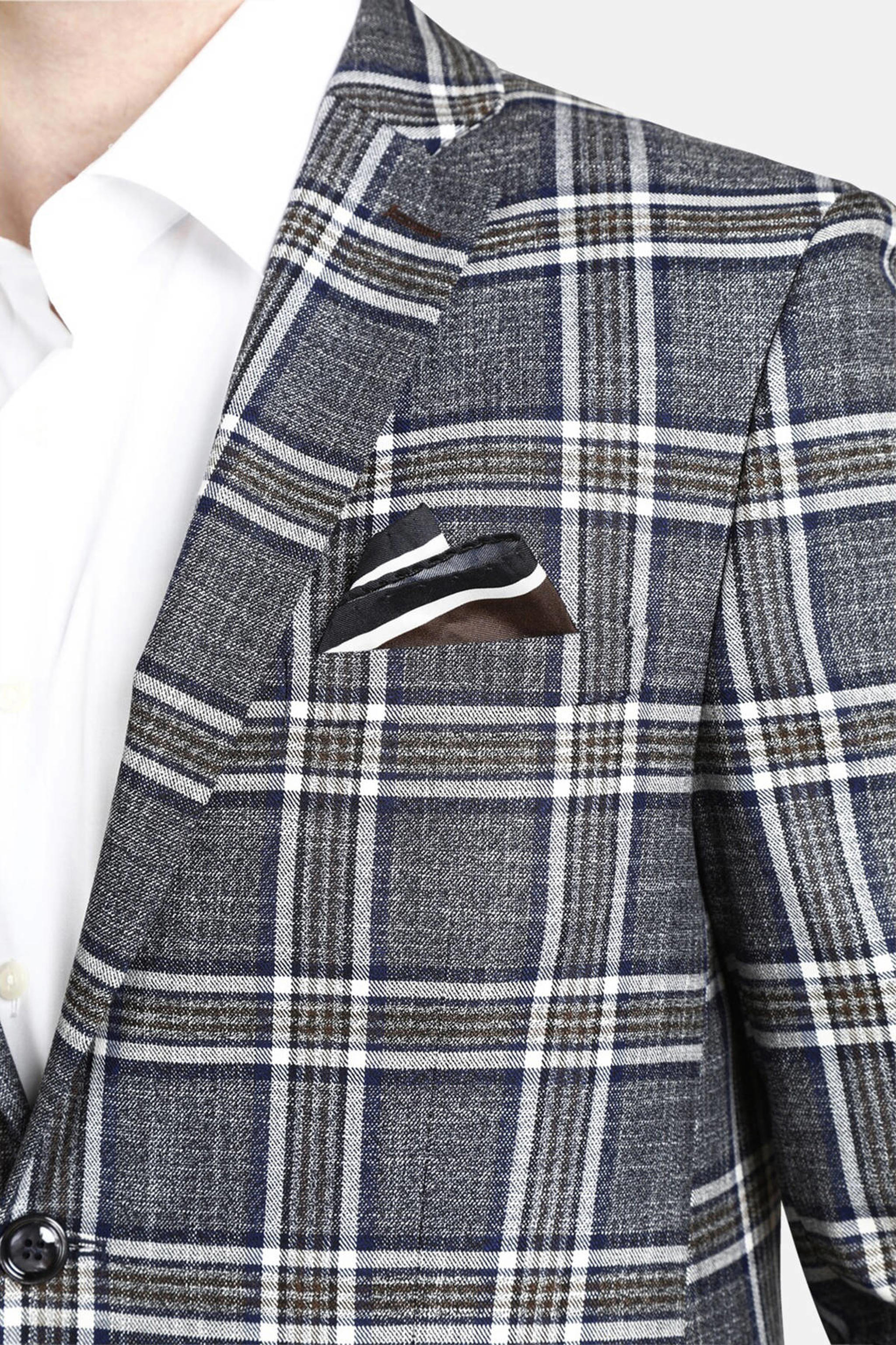 Charles Colby geruit regular fit colbert DUKE ZACHARY Plus Size grijs | wehkamp