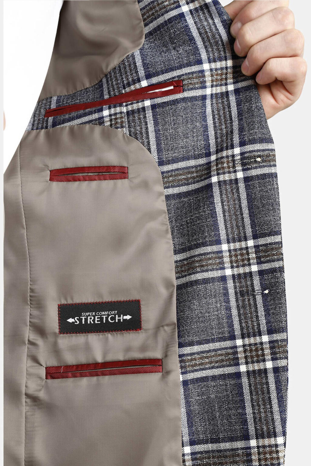 Charles Colby geruit regular fit colbert DUKE ZACHARY Plus Size grijs | wehkamp