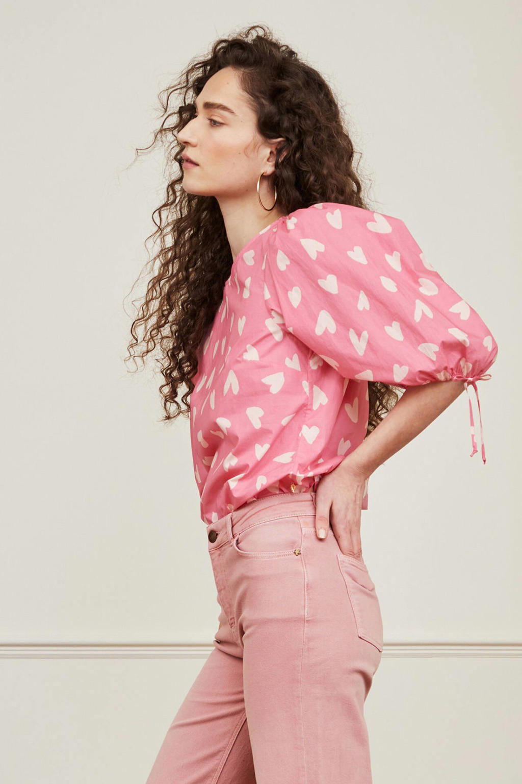 Fabienne Chapot top met hartjes roze/wit | wehkamp