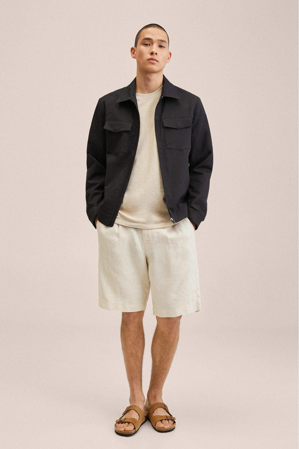 Mango Man slim fit chino short lichtbeige | wehkamp