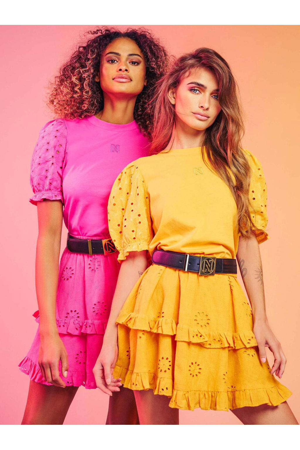 NIKKIE rok Faith met ruches geel | wehkamp