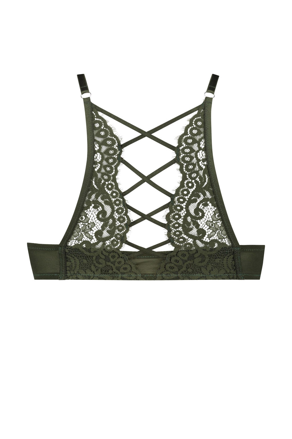 Hunkemöller voorgevormde push-up bh Cardi met voorsluiting donkergroen ...