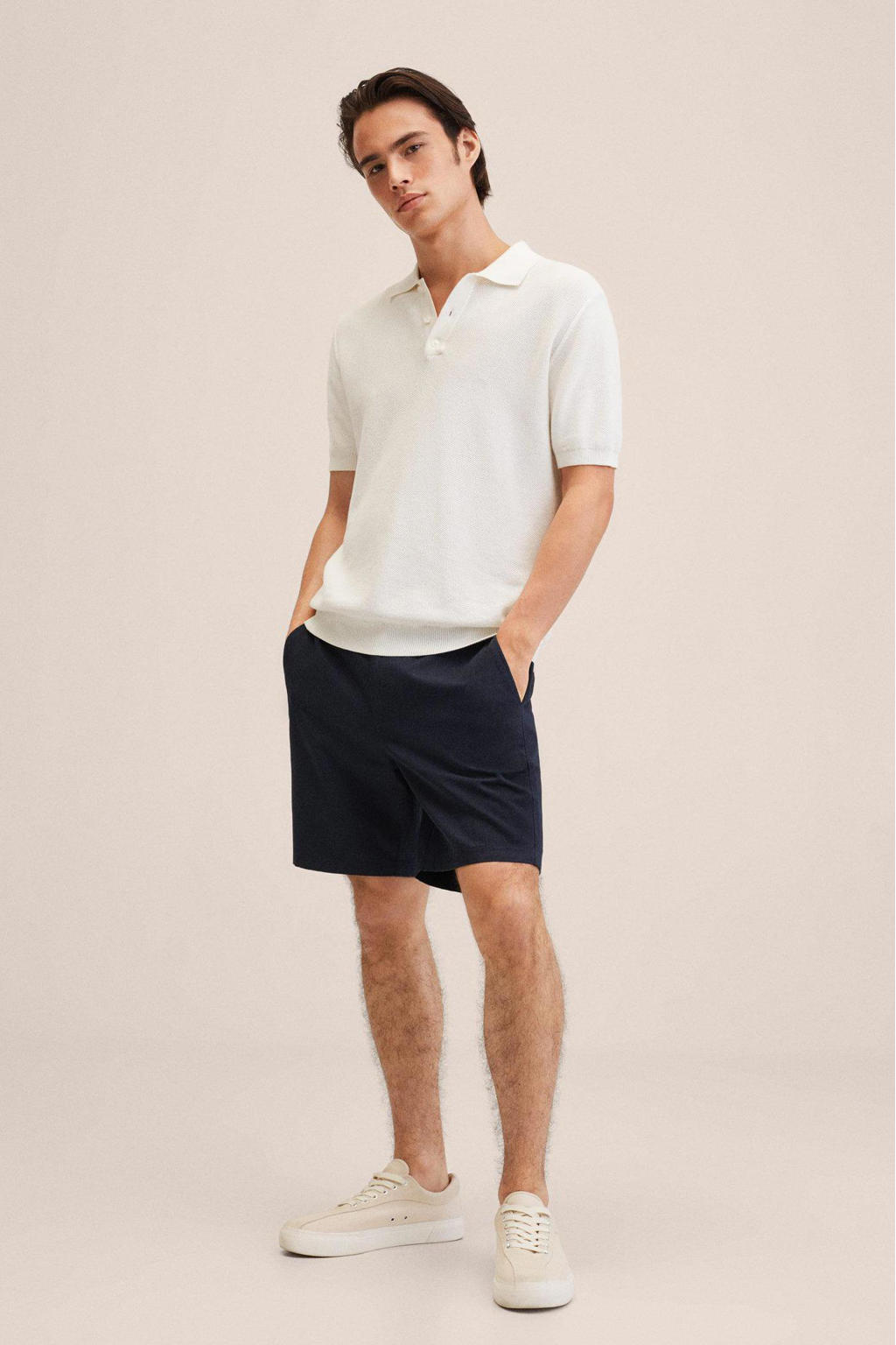 Mango Man regular fit chino short middenblauw | wehkamp