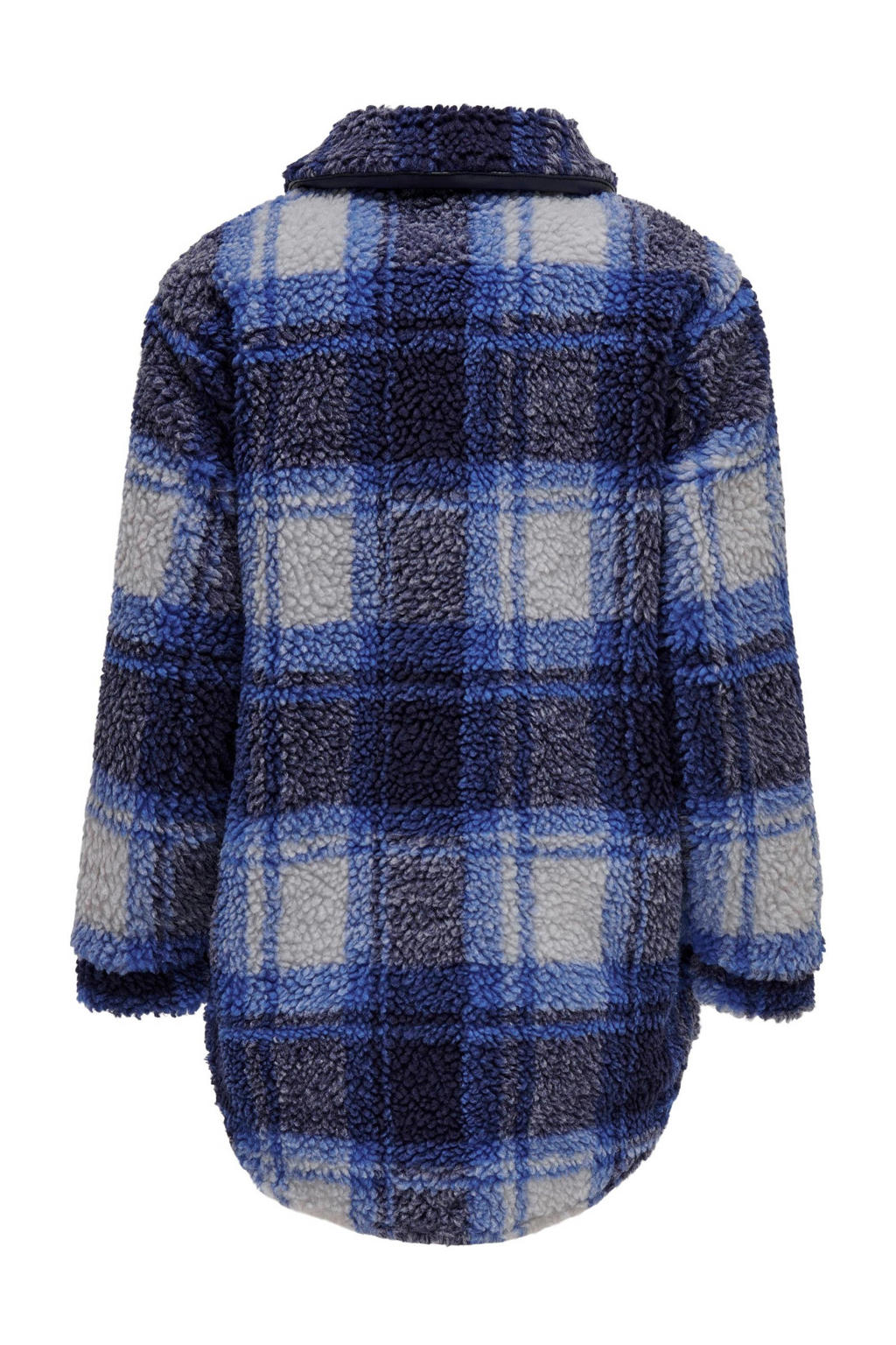 KIDS ONLY GIRL geruite teddy shacket tussenjas KOGCAMILLA blauw/zwart ...
