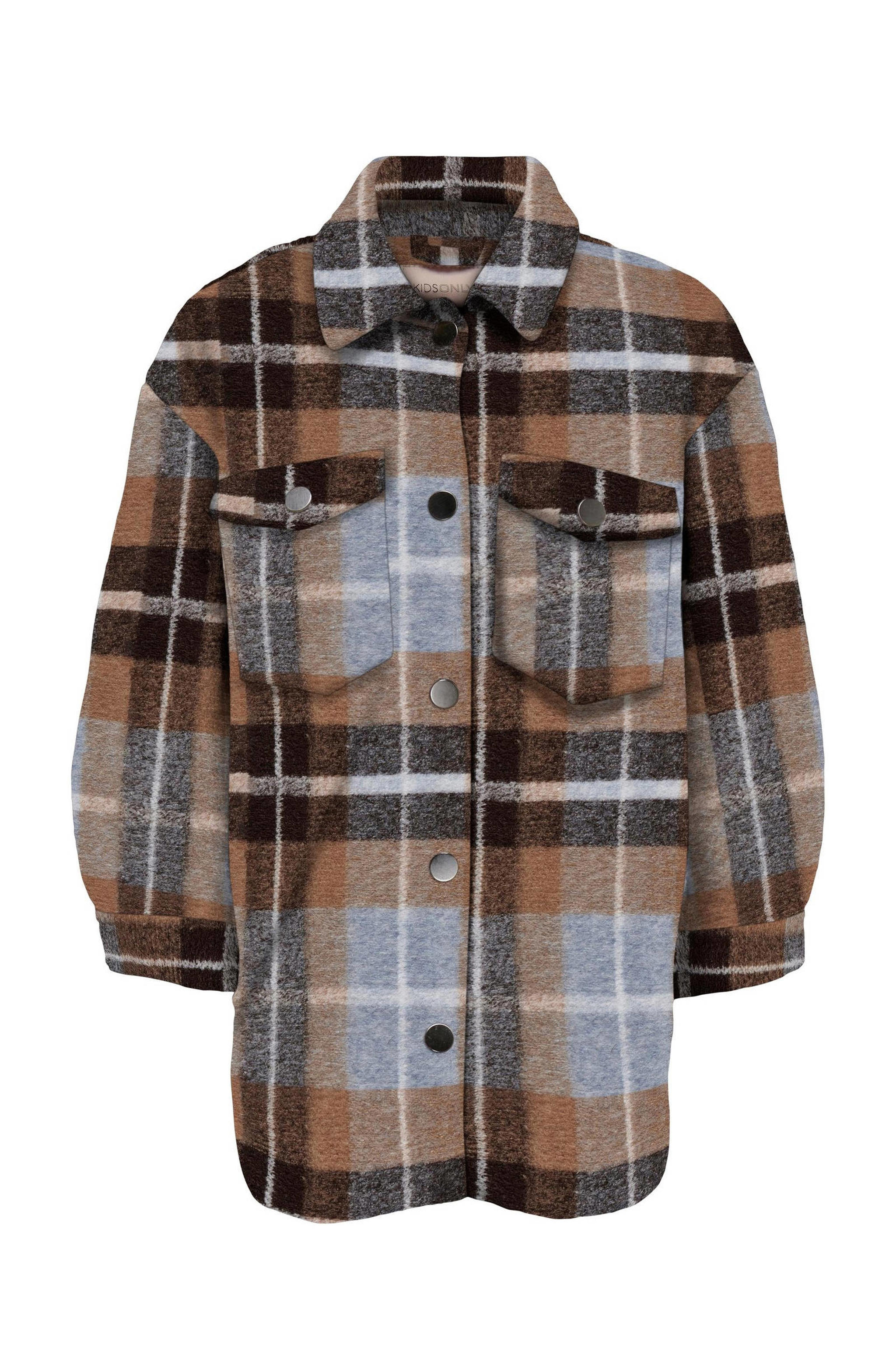 KIDS ONLY GIRL geruite shacket tussenjas KOGANDREA bruin/grijs/wit ...