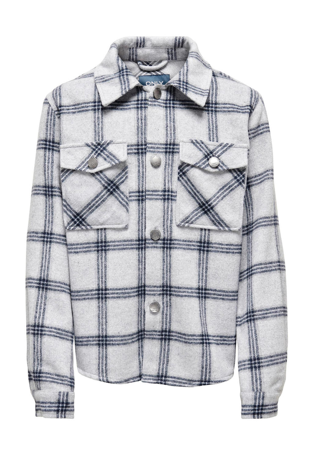 KIDS ONLY BOY geruite shacket tussenjas KOBNIALL grijs/blauw | wehkamp