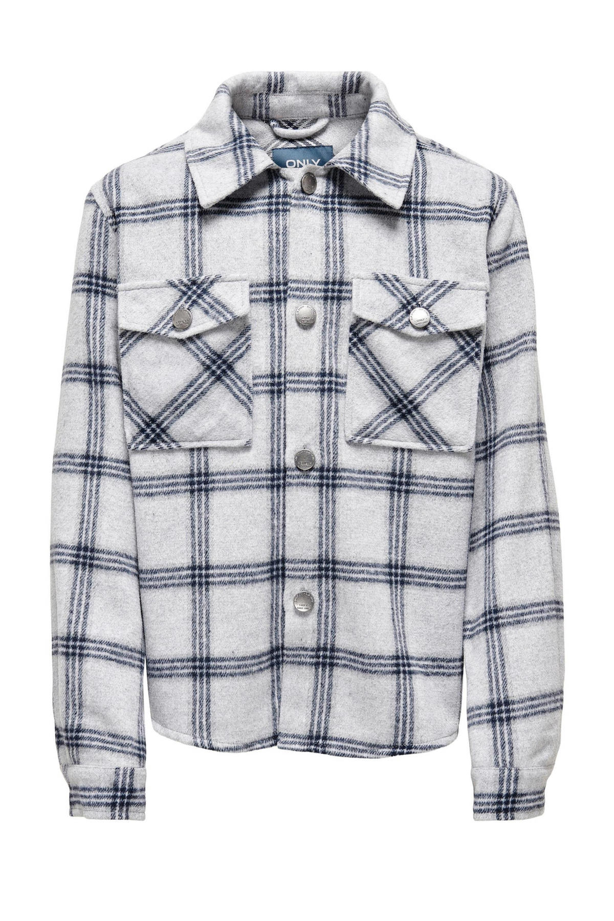 KIDS ONLY BOY geruite shacket tussenjas KOBNIALL grijs/blauw | wehkamp