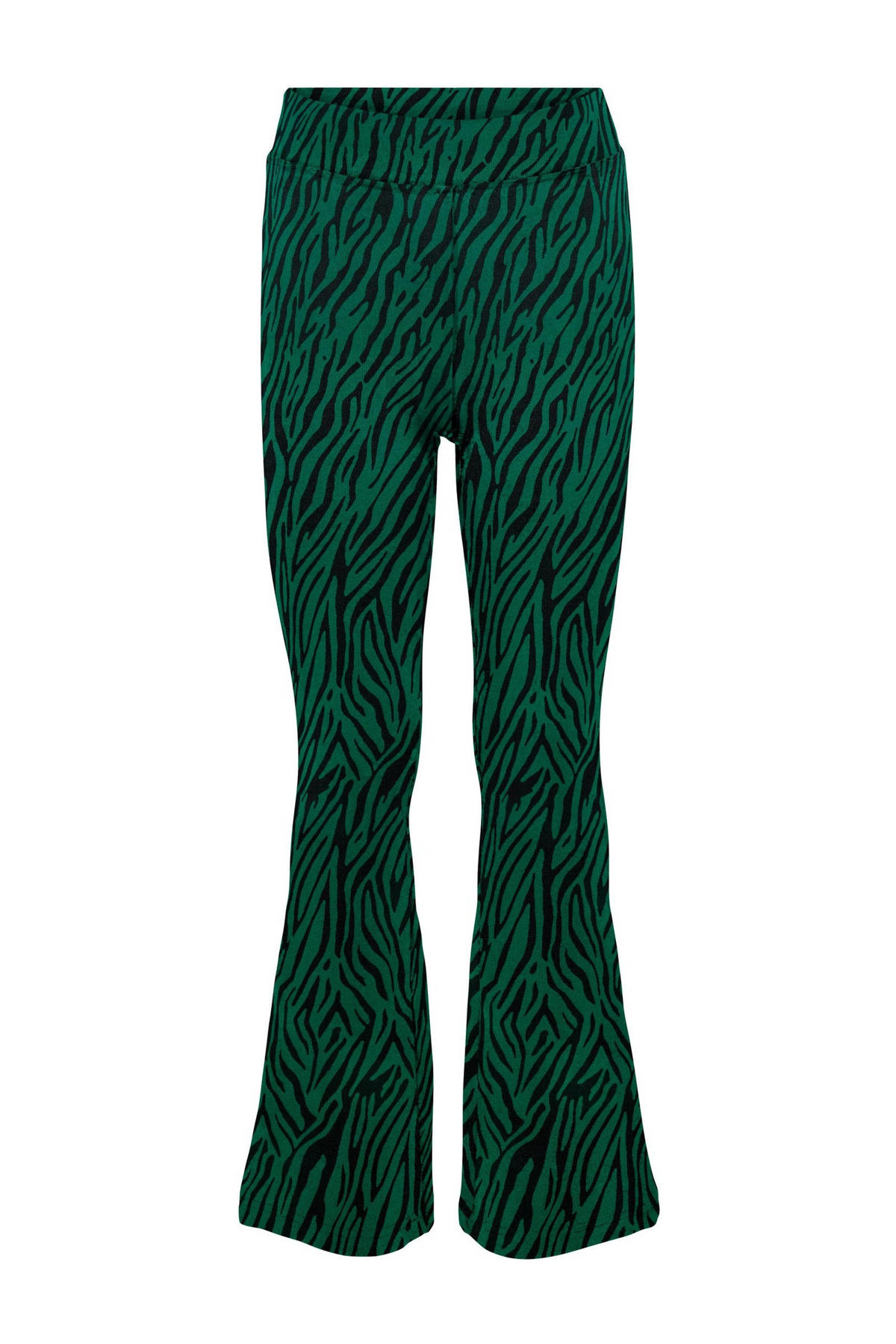 KIDS ONLY GIRL flared broek KOGPAIGE met zebraprint groen/zwart | wehkamp