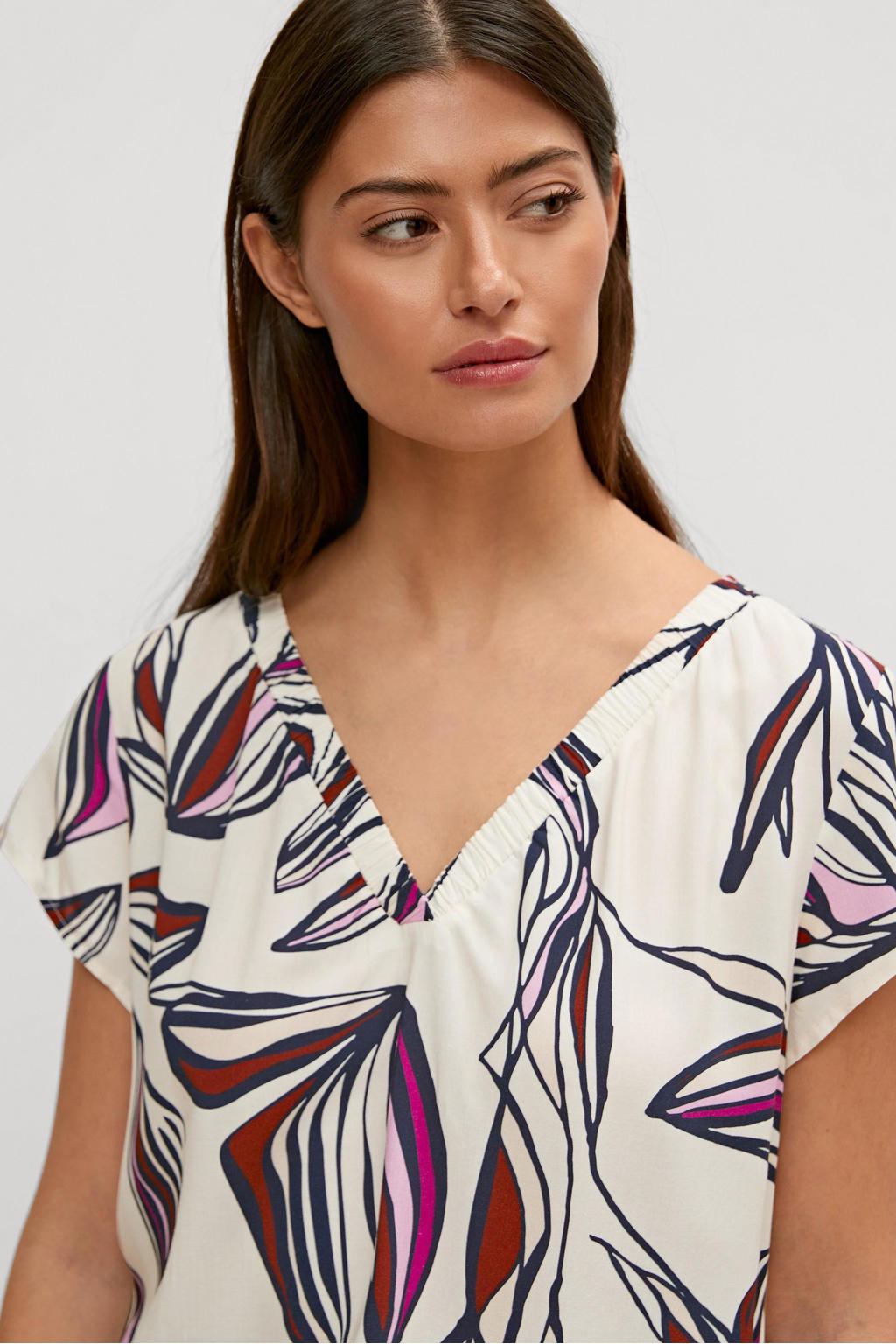 comma top met plooien wit/donkerblauw/terra | wehkamp