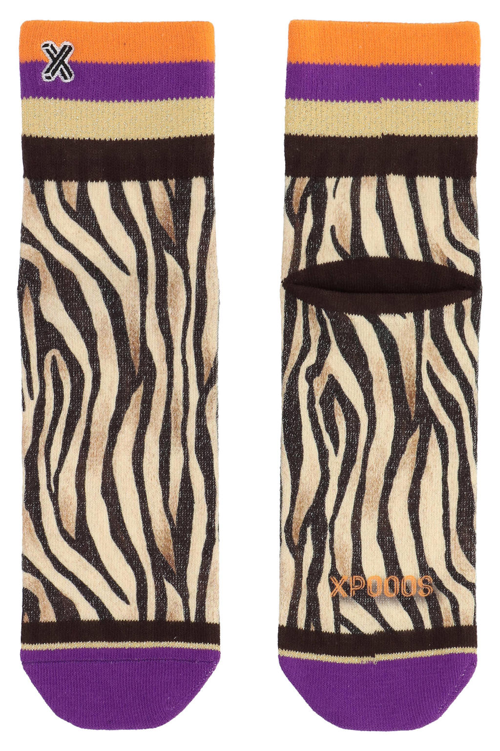 XPOOOS sokken Priscilla met zebraprint beige/zwart | wehkamp