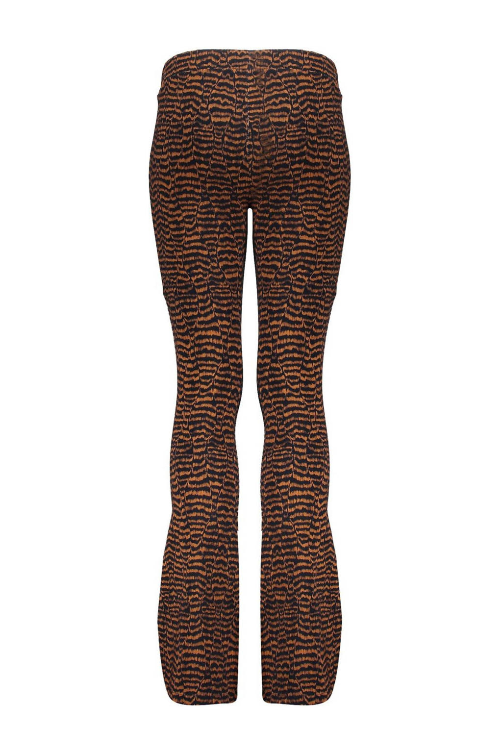 Geisha flared broek met dierenprint zwart/cognac | wehkamp