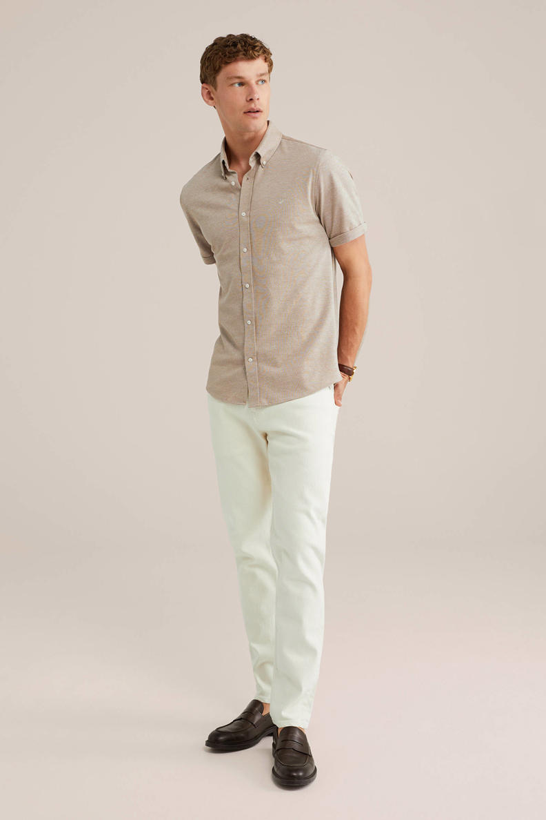 WE Fundamentals slim fit overhemd bruin | wehkamp