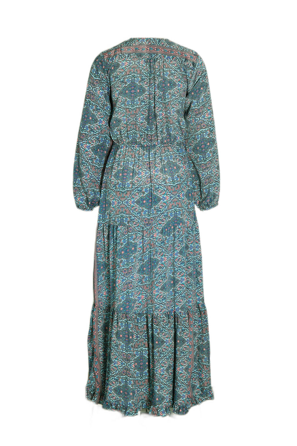 LOLALIZA maxi jurk met all over print en plooien blauw/roze/wit | wehkamp