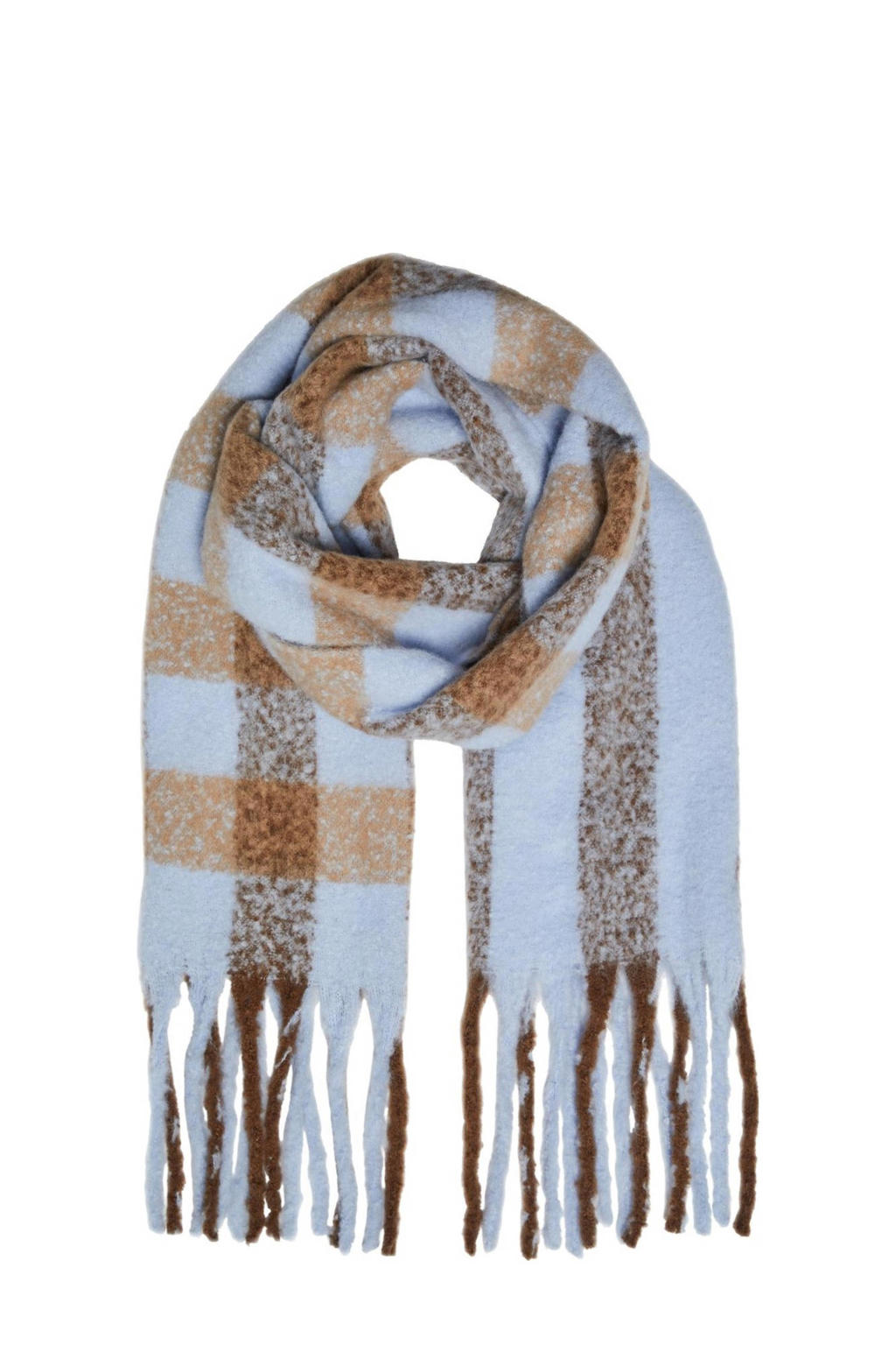 PIECES geruite sjaal PCNATRICE camel/lichtblauw | wehkamp