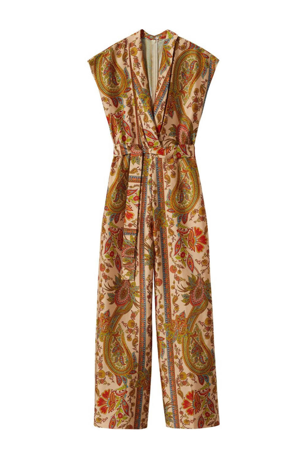 Mango satijnen jumpsuit met paisleyprint beige/groen/rood/blauw | wehkamp