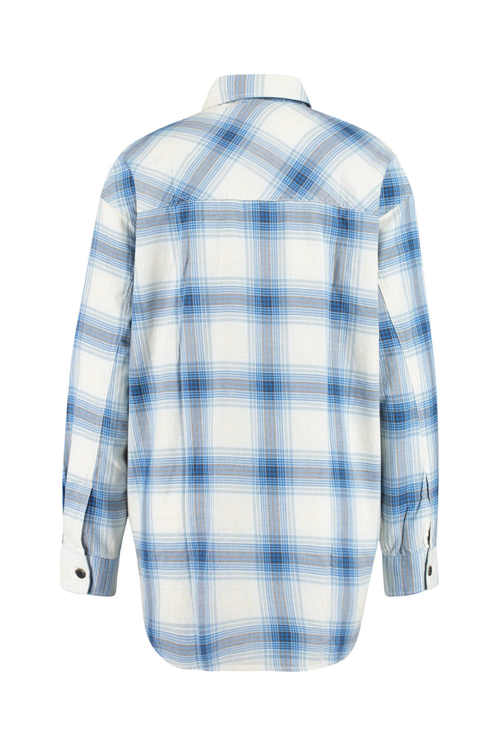 America Today geruite blouse van biologisch katoen wit/blauw | wehkamp