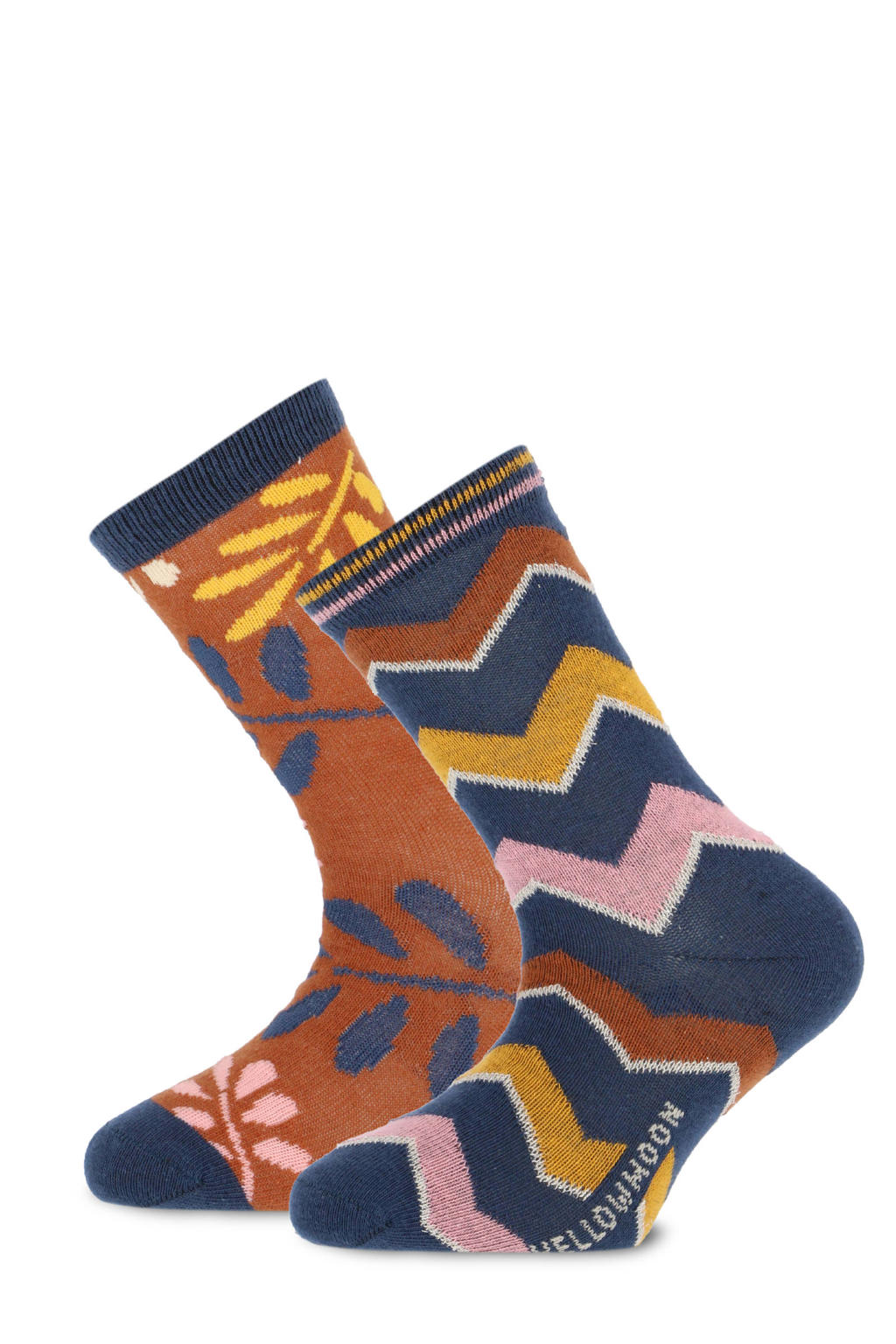 Yellow Moon sokken met print - set van 2 bruin/donkerblauw | wehkamp
