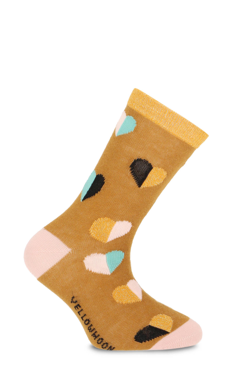 Yellow Moon sokken met hartjes - set van 2 okergeel/lichtroze | wehkamp