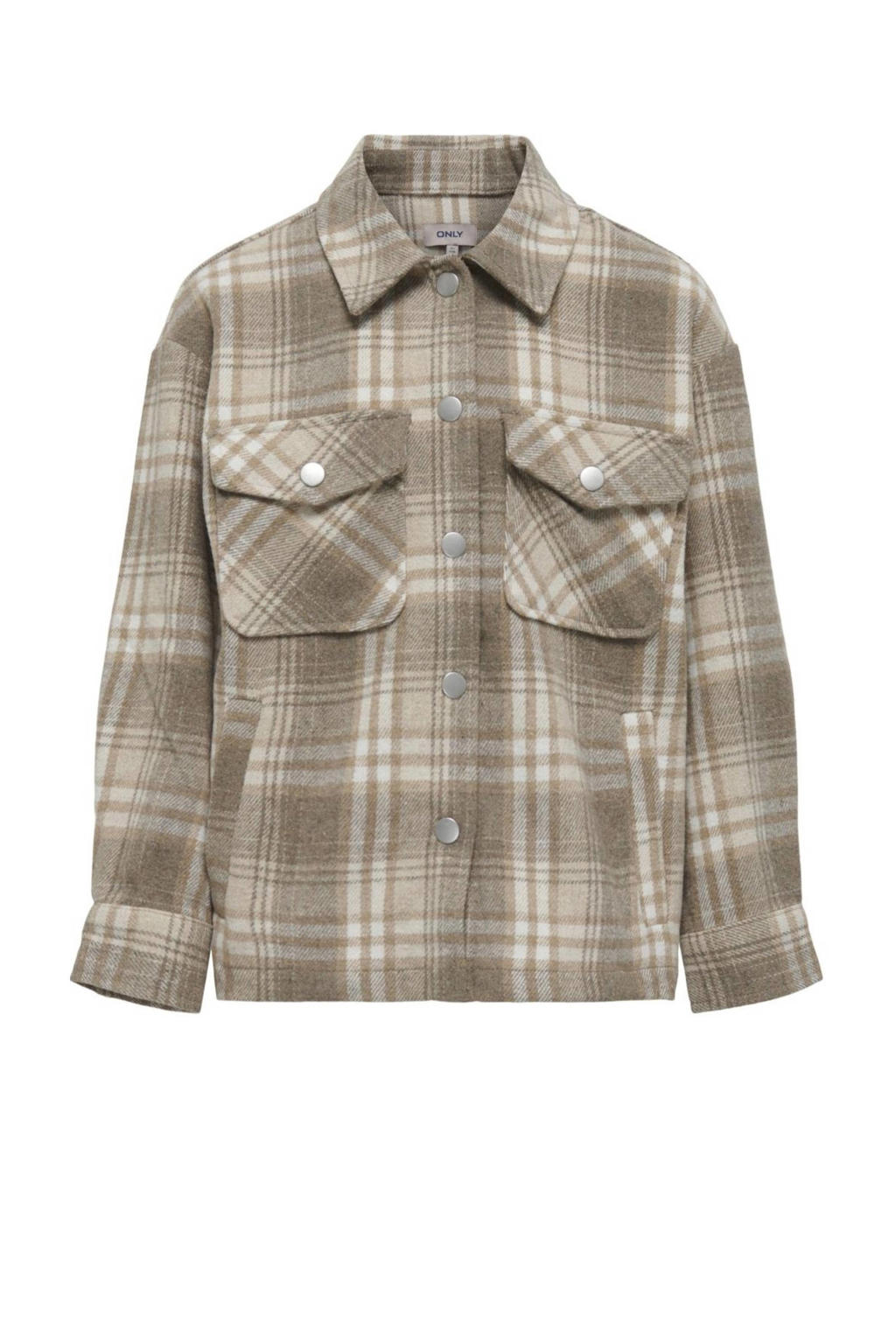 KIDS ONLY GIRL geruite shacket jas KOGELLENE-VALDA zand/bruin | wehkamp