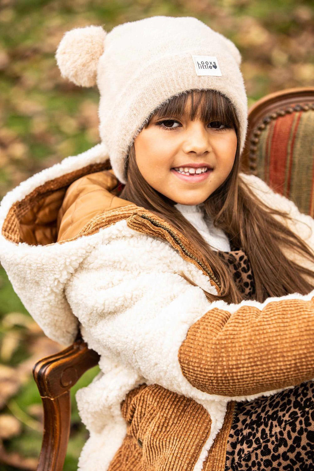 LOOXS little teddy winterjas ecru/bruin | wehkamp