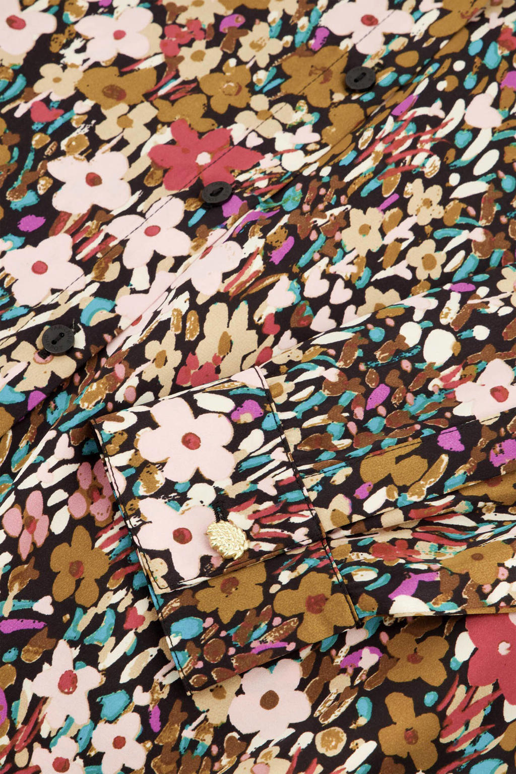 Fabienne Chapot gebloemde blouse Lot zwart/bruin/roze/groen | wehkamp