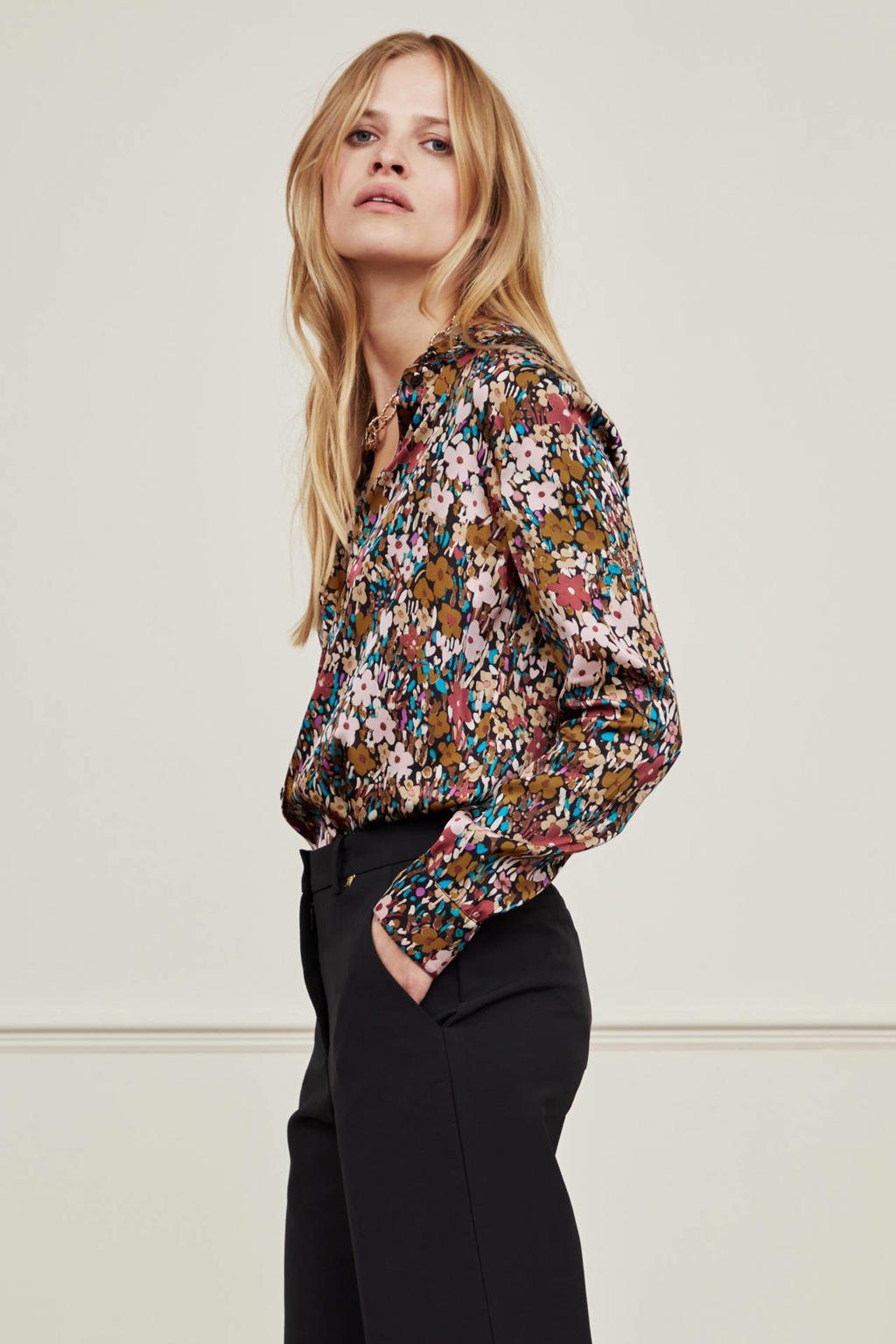 Fabienne Chapot gebloemde blouse Lot zwart/bruin/roze/groen | wehkamp