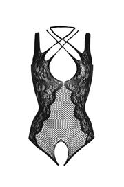 Leg Avenue +size kanten body met open kruis zwart | wehkamp