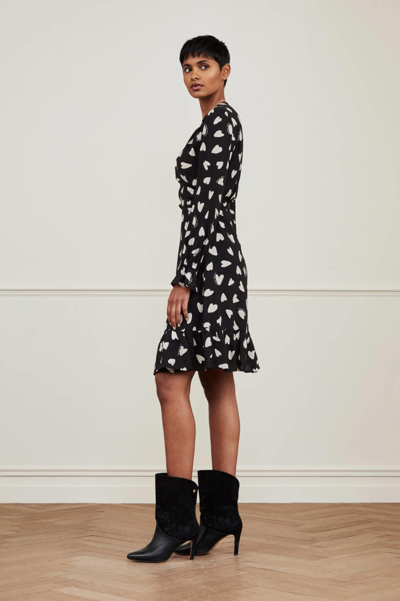 Fabienne Chapot wikkeljurk Sacha met hartjes zwart, wit | wehkamp