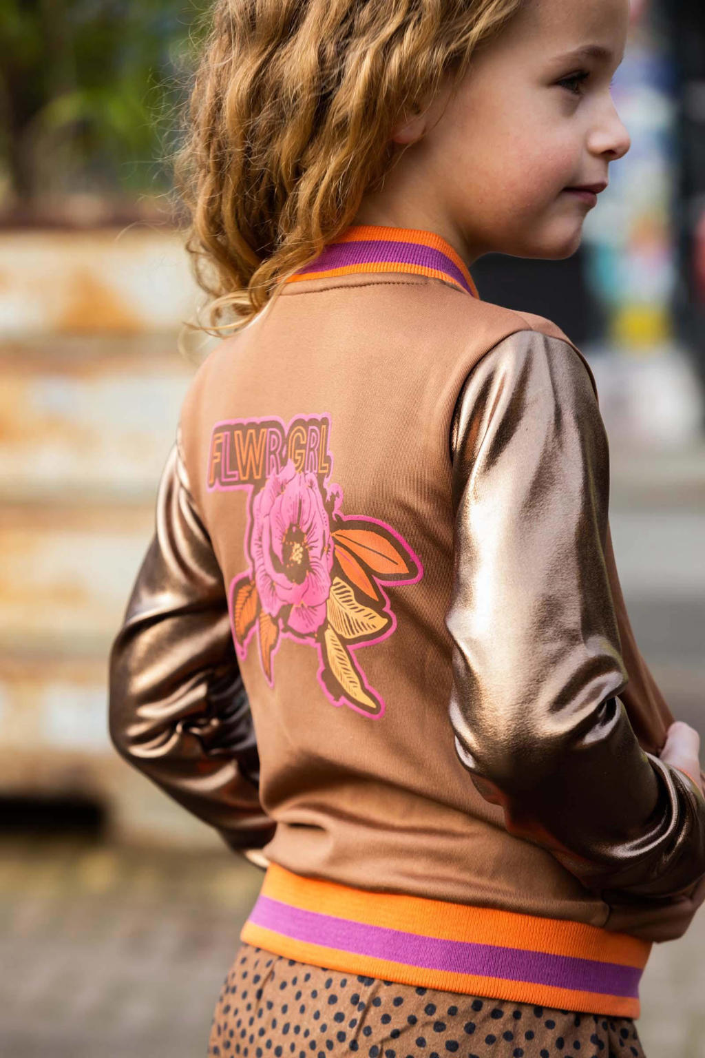 Quapi Girls bomberjack Ricky bruin/roze/oranje | wehkamp