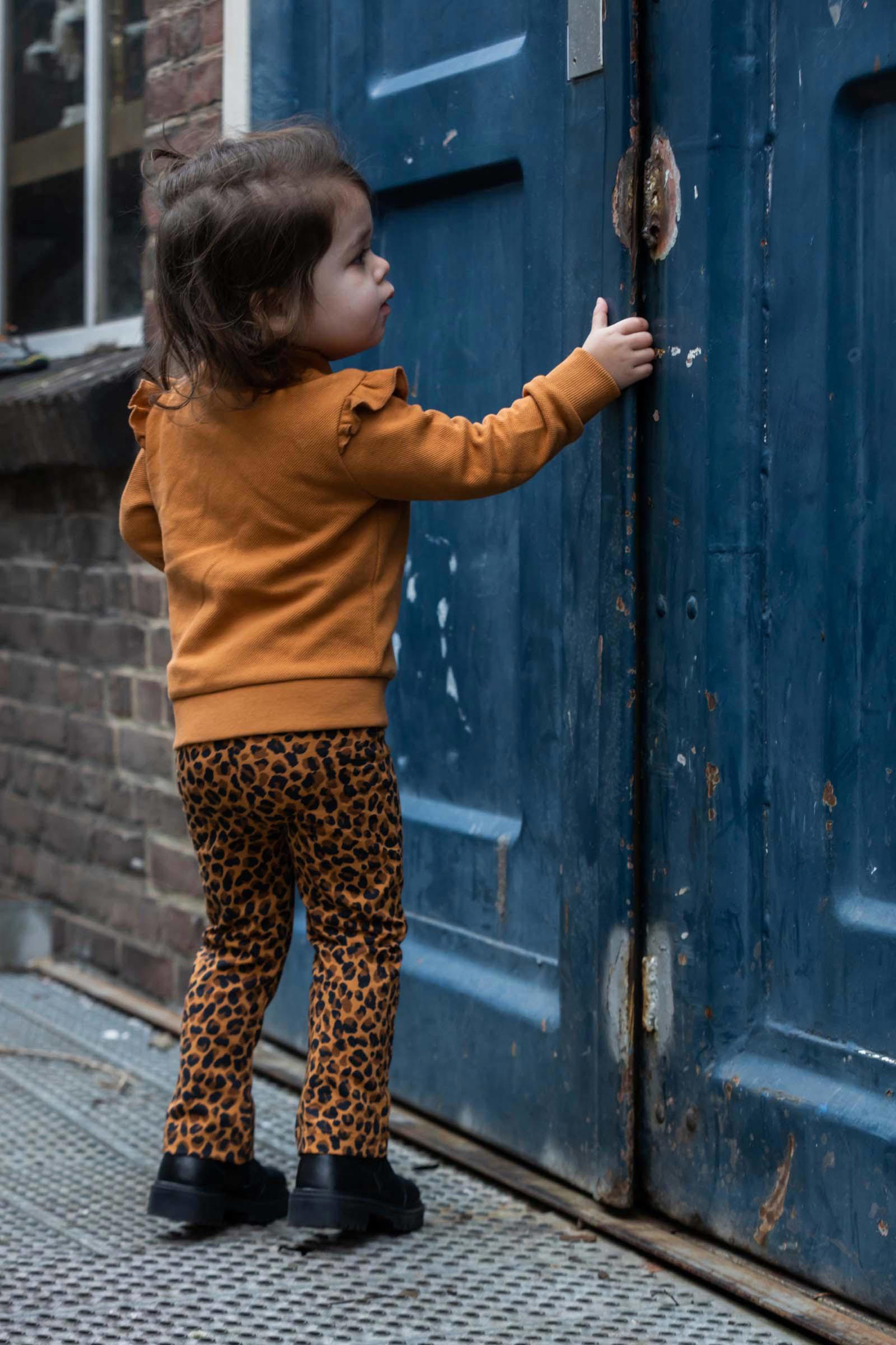 Quapi Girls flared broek Steffi met panterprint bruin/zwart | wehkamp