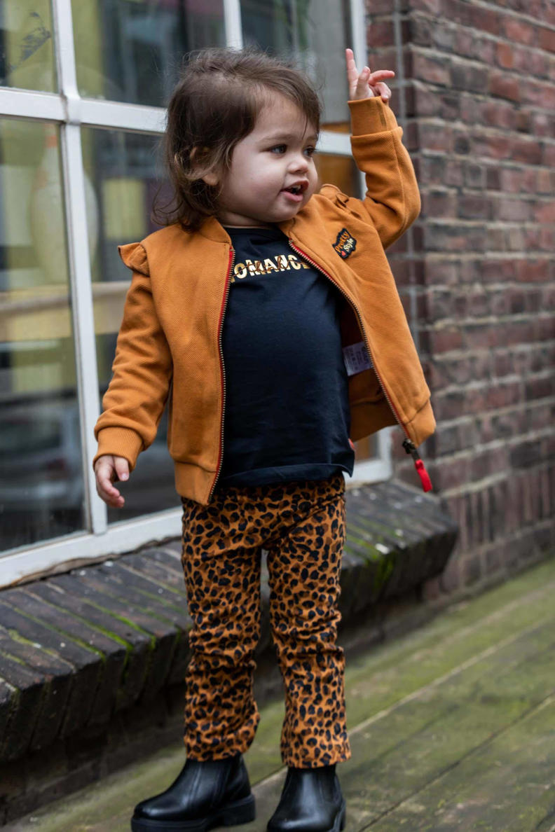 Quapi Girls flared broek Steffi met panterprint bruin/zwart | wehkamp