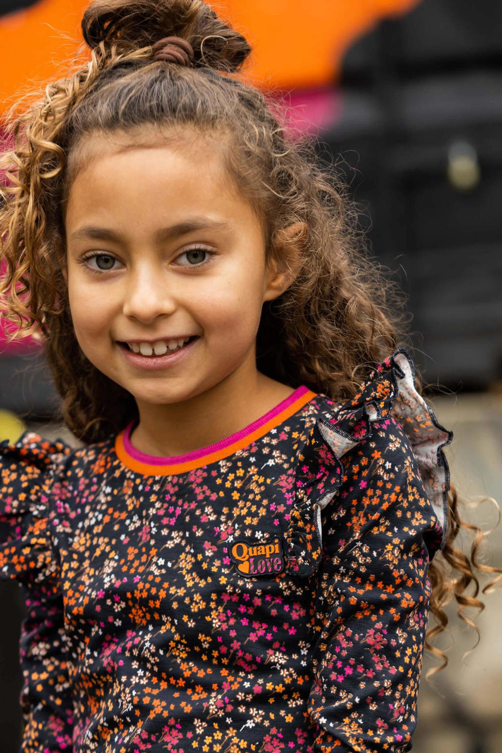 Quapi Girls gebloemde jurk Raina donkerblauw | wehkamp