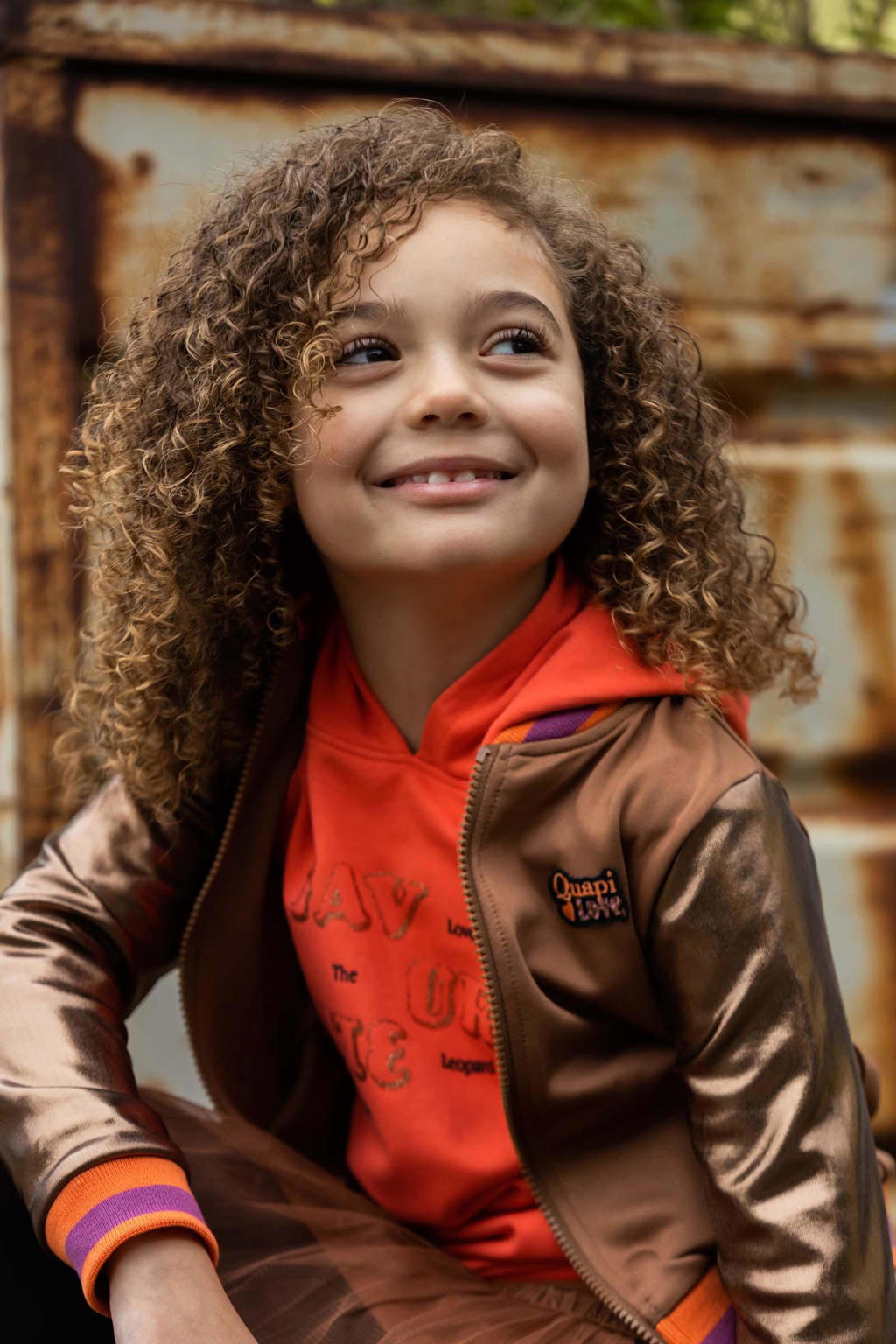 Quapi Girls hoodie Rhania met printopdruk koraalroze | wehkamp