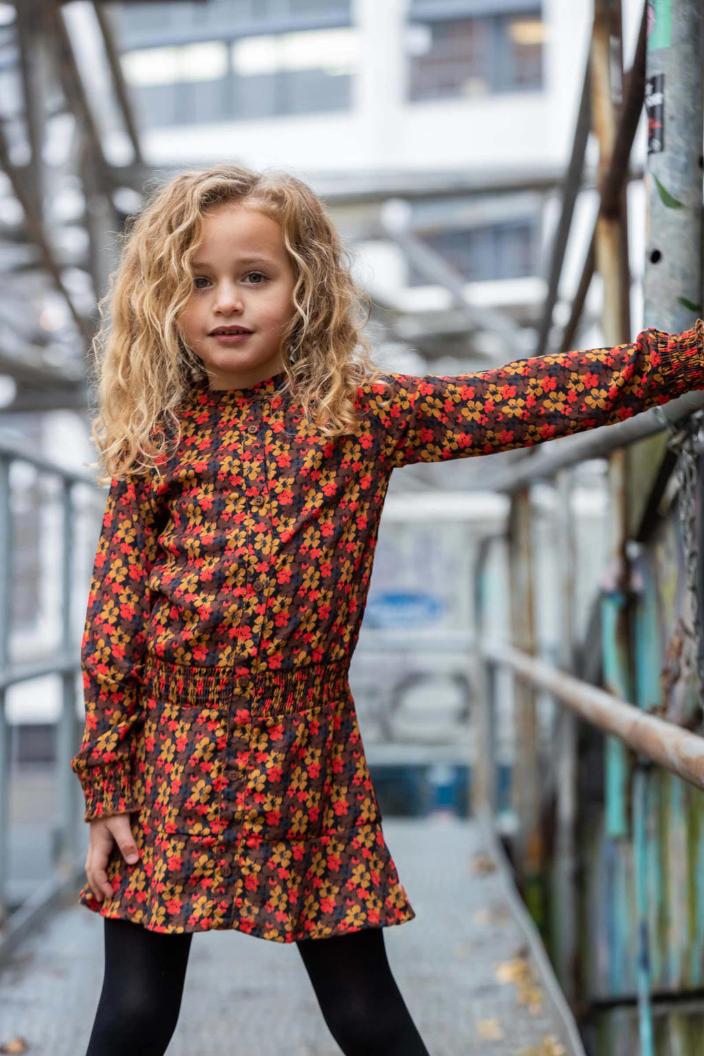 Quapi Girls gebloemde jurk Ranomi zwart/groen/roze | wehkamp